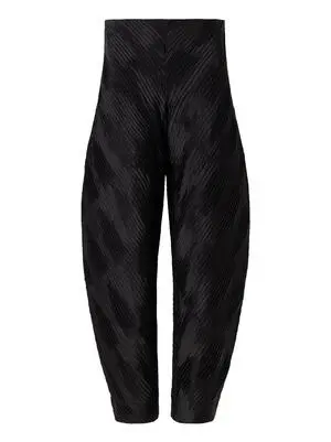 RÓHE Plissé Satin Tapered Pants - Black