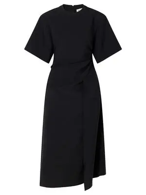 RÓHE Gathered Crepe Midi Dress - Black