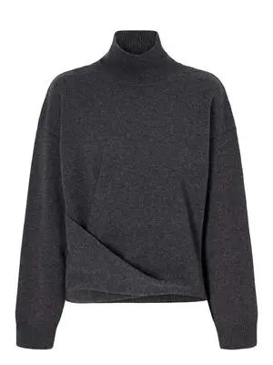 RÓHE Asymmetric Wool And Cashmere-blend Turtleneck Sweater Dark Gray