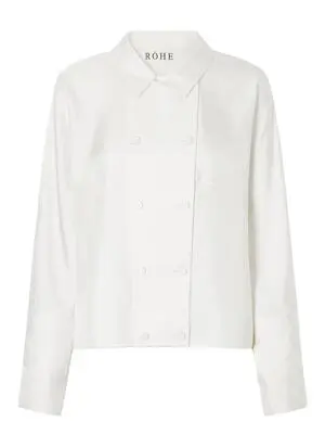 RÓHE Double-breasted Silk-satin Blouse Neutrals