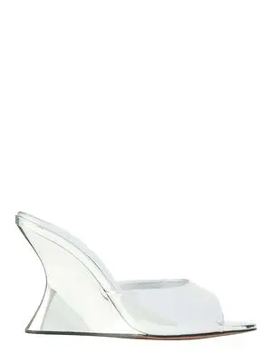 AQUAZZURA Bisous 95 Metallic Leather Wedge Sandals - Silver