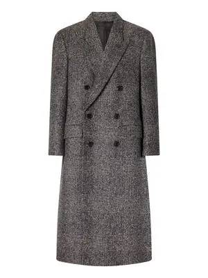 NILI LOTAN Edmond Double-breasted Checked Wool-blend Long Coat - Gray