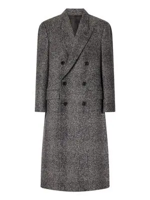 NILI LOTAN Edmond Double-breasted Checked Wool-blend Long Coat - Gray