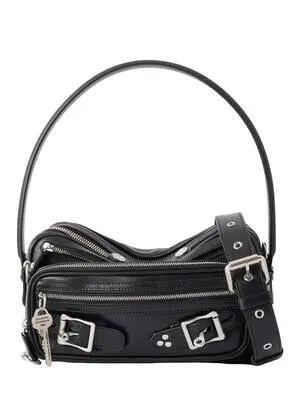 Acne Studios Camero Party Buckle-detailed Leather Shoulder Bag - Black