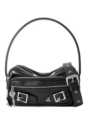 Acne Studios Camero Party Buckle-detailed Leather Shoulder Bag - Black