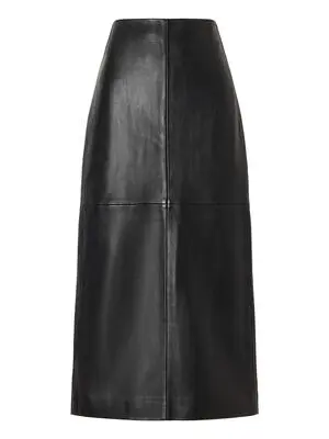 RÓHE Paneled Leather Midi Skirt - Black