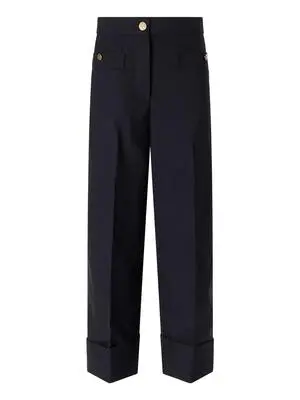 Thom Browne Virgin Wool-twill Straight-leg Cropped Pants - Navy