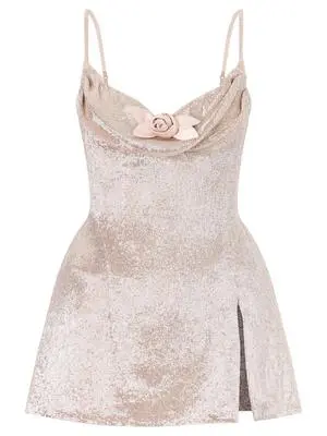 WIEDERHOEFT Maggi Floral-appliquéd Bead-embellished Mini Dress - Pink
