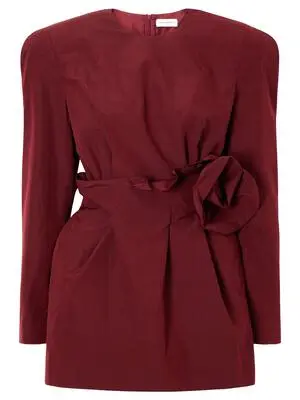 Magda Butrym Floral-appliquéd Cotton And Silk-blend Mini Dress - Burgundy