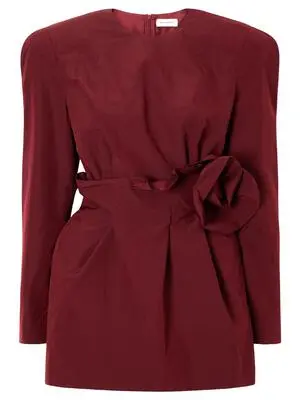 Magda Butrym Floral-appliquéd Cotton And Silk-blend Mini Dress - Burgundy