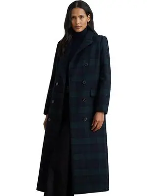 Ralph Lauren Double-breasted Plaid Coat - Black Watch