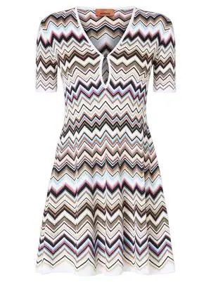 MISSONI Chevron Viscose And Cotton Mini Dress