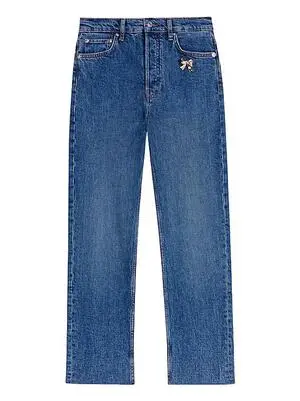 MAJE Brooch-embellished Slim-fit Stretch-denim Jeans 14
