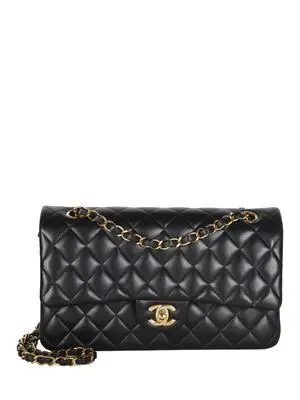 CHANEL Black Quilted Lambskin Medium Classic Double Flap Bag