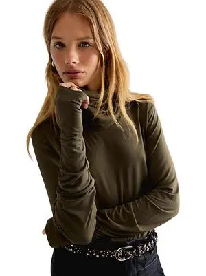 NICHOLAS K Demi Turtleneck Long Sleeve Top - Moss