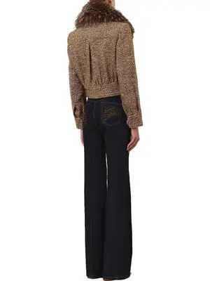 Zimmermann Valiant Faux Fur Collar Biker - Camel