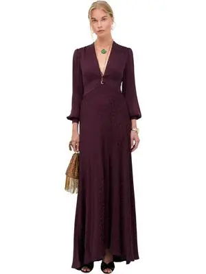 Rixo Emory Floral Trail Jacquard Wine Regular - Purple
