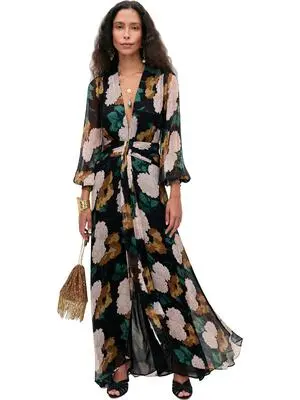 Rixo Meera Hydrangea Floral Charcoal Regular - Black