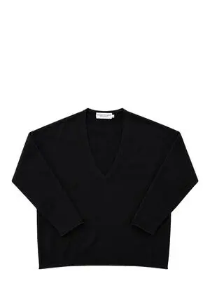 MAISON LOINTAINE Deep V-neck Sweater Blissful Basic Regular- Pure Prestige Cashmere - Black