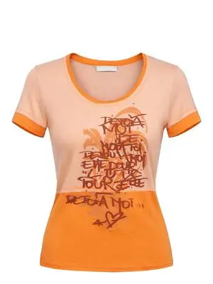 CONQUISTA Orange Graphic Contrast Tee