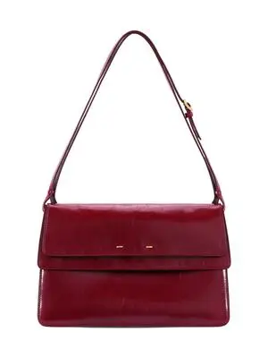 Fabrique Soft Rialto Double Flap Bag In Oiled Waxed Cowhide Leather - Red