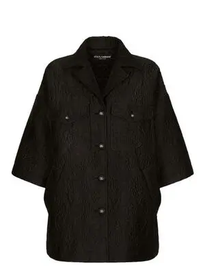 Dolce & Gabbana Floral-jacquard 3/4 Sleeves Jacket - Black