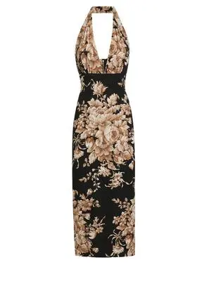 Dolce & Gabbana Floral-print Halterneck Midi Dress - Multi-color