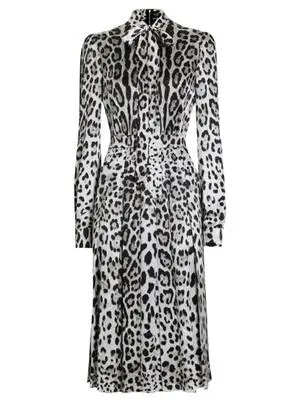 Dolce & Gabbana Animal-print Midi Dress - Gray