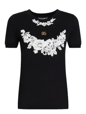 Dolce & Gabbana Lace-detailed T-shirt - Black