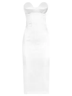 Dolce & Gabbana Dolce Gabbana Corset Detailed Strapless Satin Dress - White
