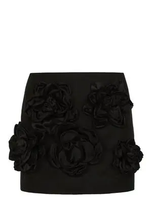 Dolce & Gabbana Dolce Gabbana Floral Patch Mini Skirt - Black