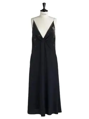 Dior Suspender Embroidered Dress - Black