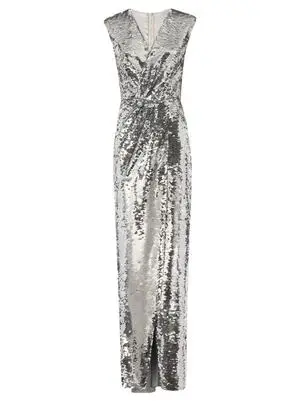 Dolce & Gabbana Draped Sequin-embellished Dress - Gray