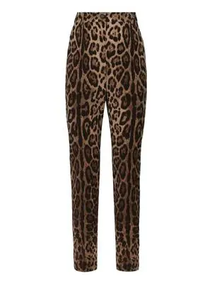 Dolce & Gabbana Dolce Gabbana Leopard Printed Cigarette Leg Pants - Black