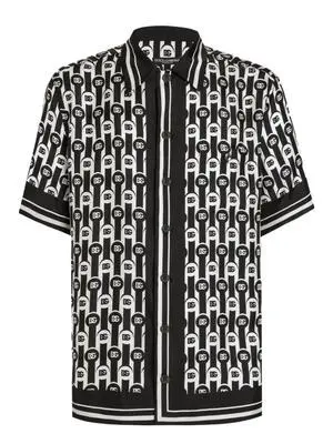 Dolce & Gabbana Dolce Gabbana All-over Logo Printed Bowling Shirt - Black