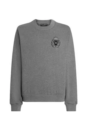 Dolce & Gabbana Dolce Gabbana Heraldic Patch Crewneck Sweatshirt - Grey