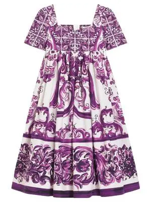 Dolce & Gabbana Majolica-print Poplin Dress - Purple