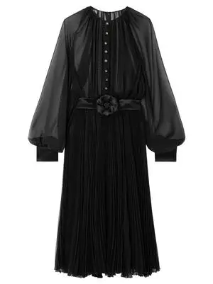 Dolce & Gabbana Floral-appliqué Midi Dress - Black