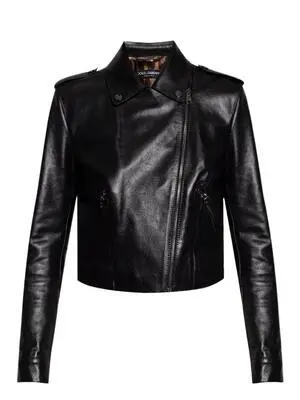 Dolce & Gabbana Cropped Leather Jacket - Black
