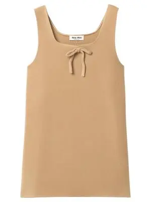 Miu Miu Waxed Double Wool Dress - Hazelnut