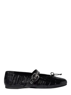 Miu Miu Round-toed Ballet Shoes - Black