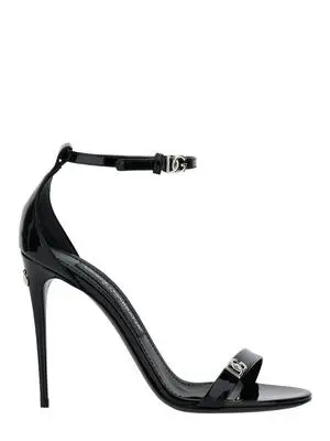 Dolce & Gabbana Dolce Gabbana Logo Plaque Ankle Strap Sandals - Black