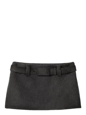 Miu Miu Waxed Double Wool Miniskirt - Grey