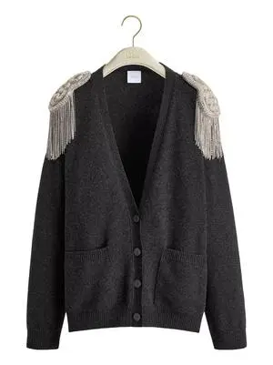 Dior Oversized Cardigan With Embroidered Epaulets - Grey