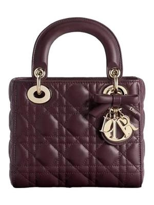 Dior Mini Lady Bag With Chain - Deep Fuchsia