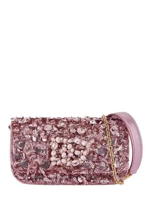 Dolce & Gabbana Dolce Gabbana All-over Embellished Foldover Top Crossbody Bag - Pink