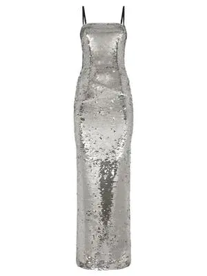 Dolce & Gabbana Sequin-embellished Maxi Dress - Gray