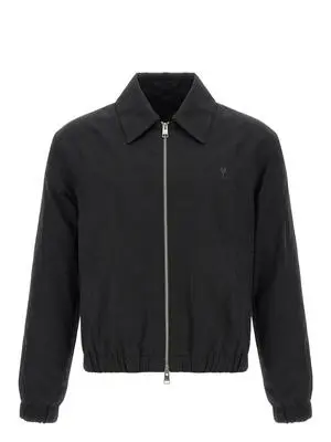 AMI Paris De Coeur Zip Up Jacket - Black
