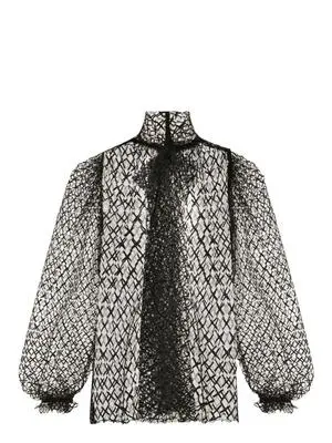 DOLCE & GABBANA Dolce  Gabbana Mesh Pussy-Bow Blouse