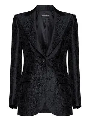 Dolce & Gabbana Dolce Gabbana Floral Jacquard Single-breasted Blazer - Black